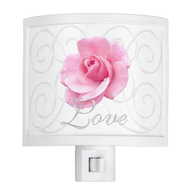 Pretty Pink Rose Night Light, Plug In Night Light | Zazzle