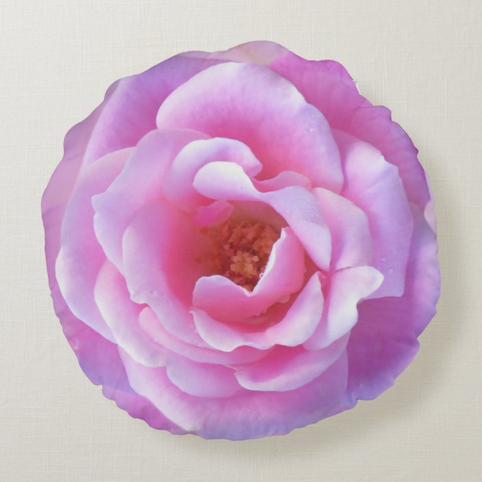 Pretty Pink Rose Round Pillow | Zazzle.com