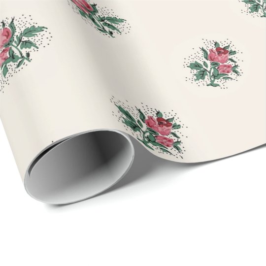 Pretty Pink Roses Girly Vintage Wallpaper Pattern Wrapping Paper ...