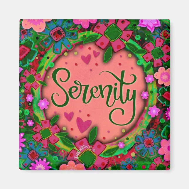 Pretty Pink Serenity Fun Floral Modern Inspirivity Magnet | Zazzle