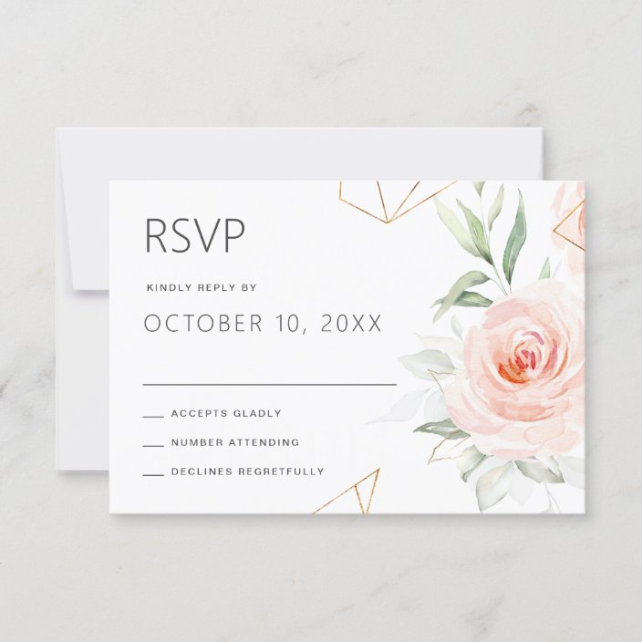 Pretty Pink Shades of Blush Geometric Wedding RSVP Card | Zazzle.com