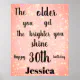 Pretty Pink sparkle 30th Birthday Name Poster | Zazzle