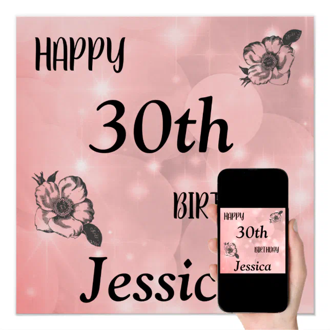 Pretty Pink sparkle Happy 30th Birthday Poster | Zazzle
