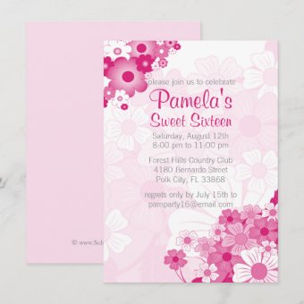 Pretty Pink Sweet 16 Birthday Party Invitations | Zazzle