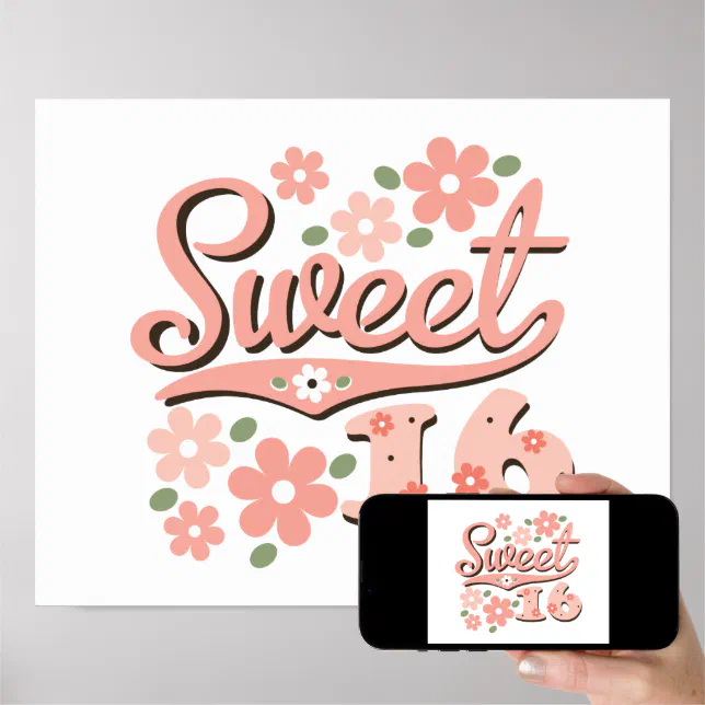 Pretty Pink Sweet 16 Poster Print | Zazzle