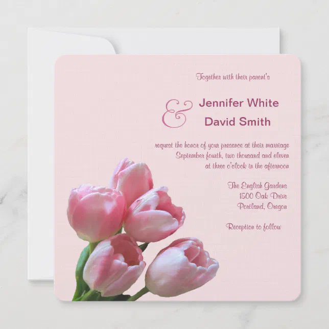 Pretty Pink Tulip Wedding Invitation | Zazzle