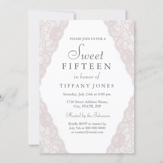 Pretty Pink Vintage Lace Sweet 15 Invitation | Zazzle.com