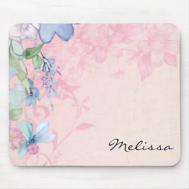 Pretty Pink Wildflowers Mouse Pad | Zazzle