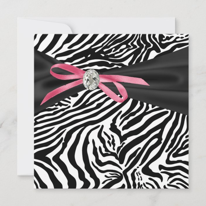 Pretty Pink Zebra Party Invitation | Zazzle.com