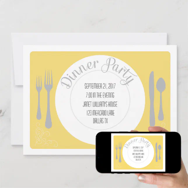 Pretty plate dinner party invitation | Zazzle