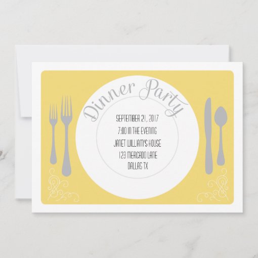 Pretty plate dinner party invitation | Zazzle