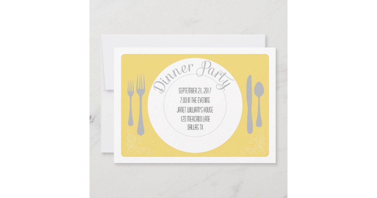 Pretty plate dinner party invitation | Zazzle