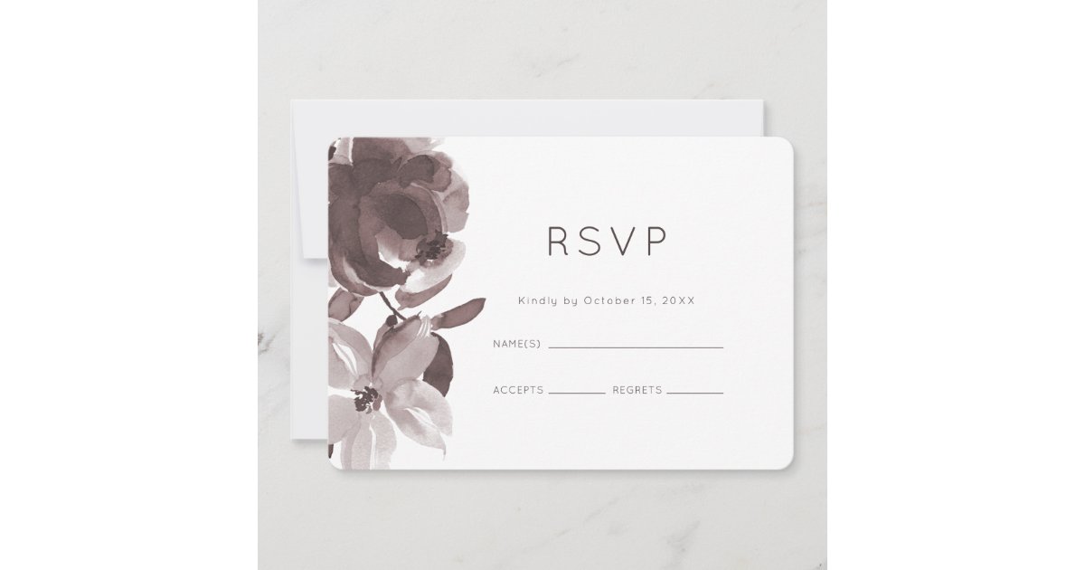 Pretty Plum Floral Wedding RSVP Invitation | Zazzle