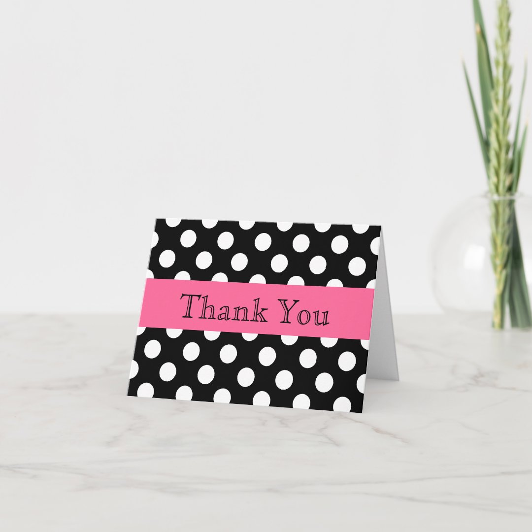 Pretty Polka Dot Thank You Note Card | Zazzle