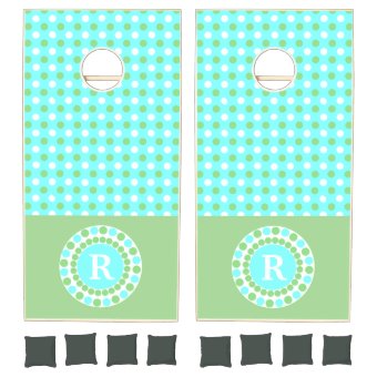 Pretty Polka Dots Custom Monogrammed Cornhole Set | Zazzle