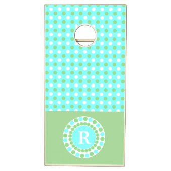 Pretty Polka Dots Custom Monogrammed Cornhole Set | Zazzle