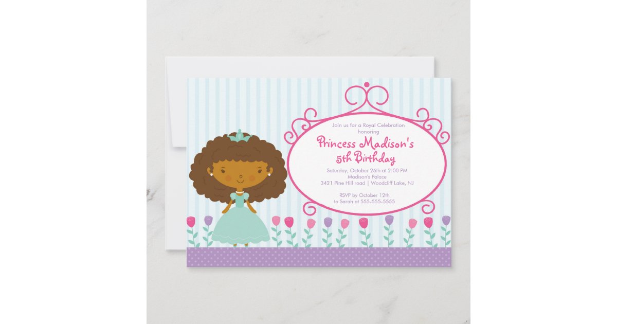 Pretty Princess Birthday Party Invitation Purple | Zazzle