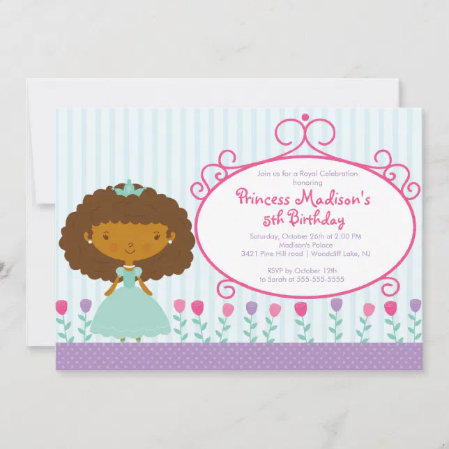 Pretty Princess Birthday Party Invitation Purple | Zazzle