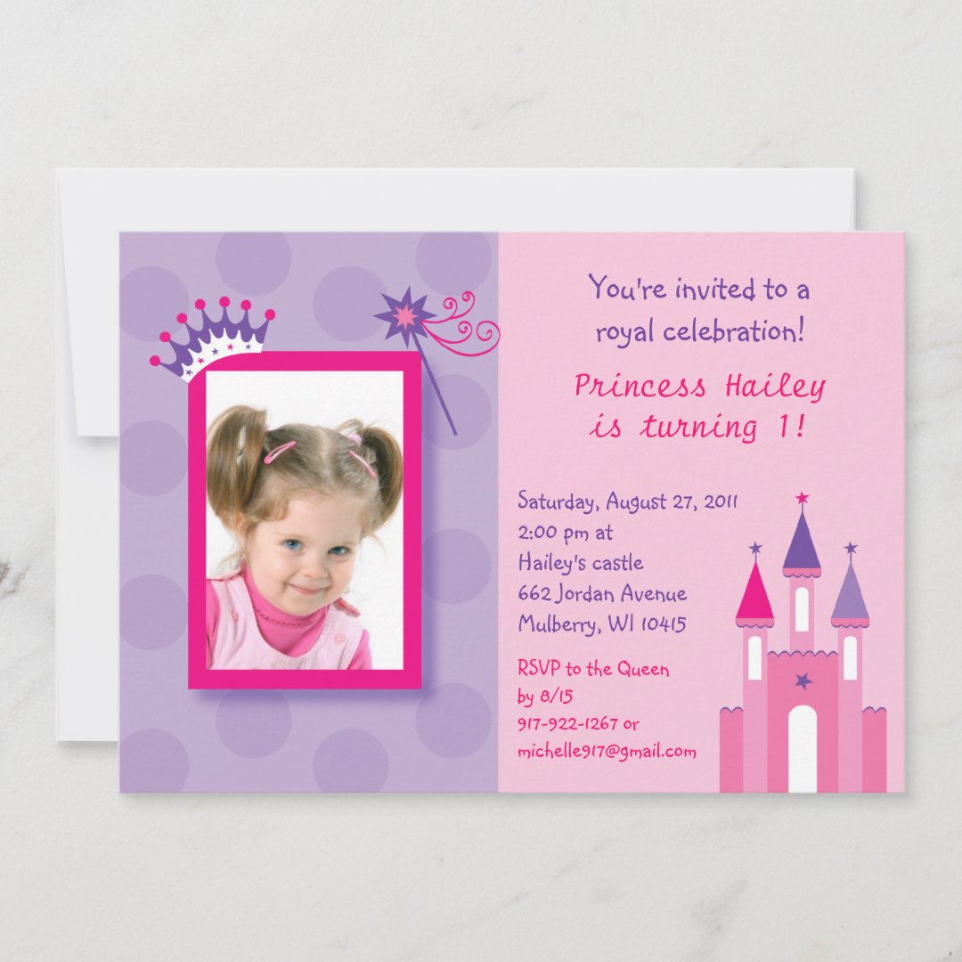 Pretty Princess Castle Photo Birthday Invitations | Zazzle