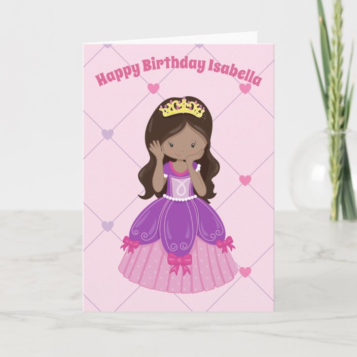 Pretty Princess Pink Custom Hispanic Girl Birthday Card | Zazzle.com