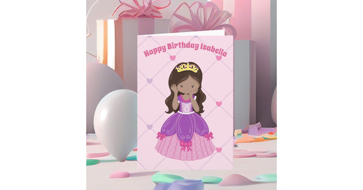 Pretty Princess Pink Custom Hispanic Girl Birthday Card | Zazzle