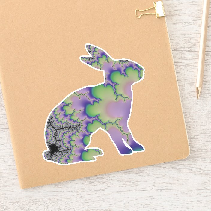 Pretty Purple and Green Fractal Bunny Rabbit Sticker | Zazzle.com