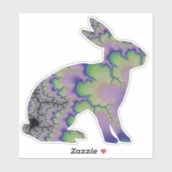 Pretty Purple and Green Fractal Bunny Rabbit Sticker | Zazzle
