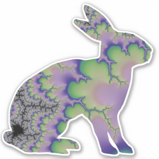 Pretty Purple and Green Fractal Bunny Rabbit Sticker | Zazzle