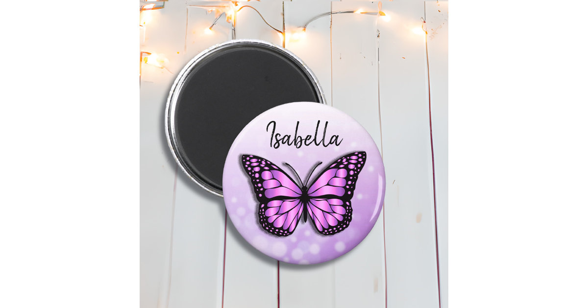 Pretty Purple Butterfly Personalized Name Magnet | Zazzle