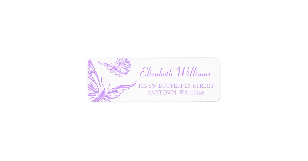Pretty Purple Butterfly Return Address Label | Zazzle