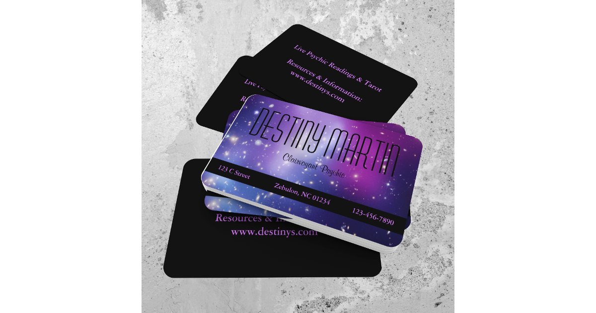 Pretty Purple Cosmic Metaphysical Business Card | Zazzle