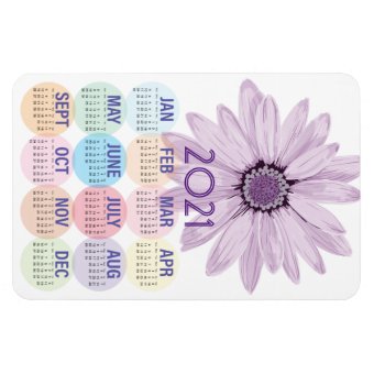 Pretty Purple Daisy | Custom 2021 Calendar Magnet | Zazzle