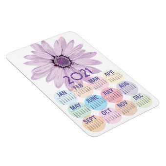 Pretty Purple Daisy | Custom 2021 Calendar Magnet | Zazzle
