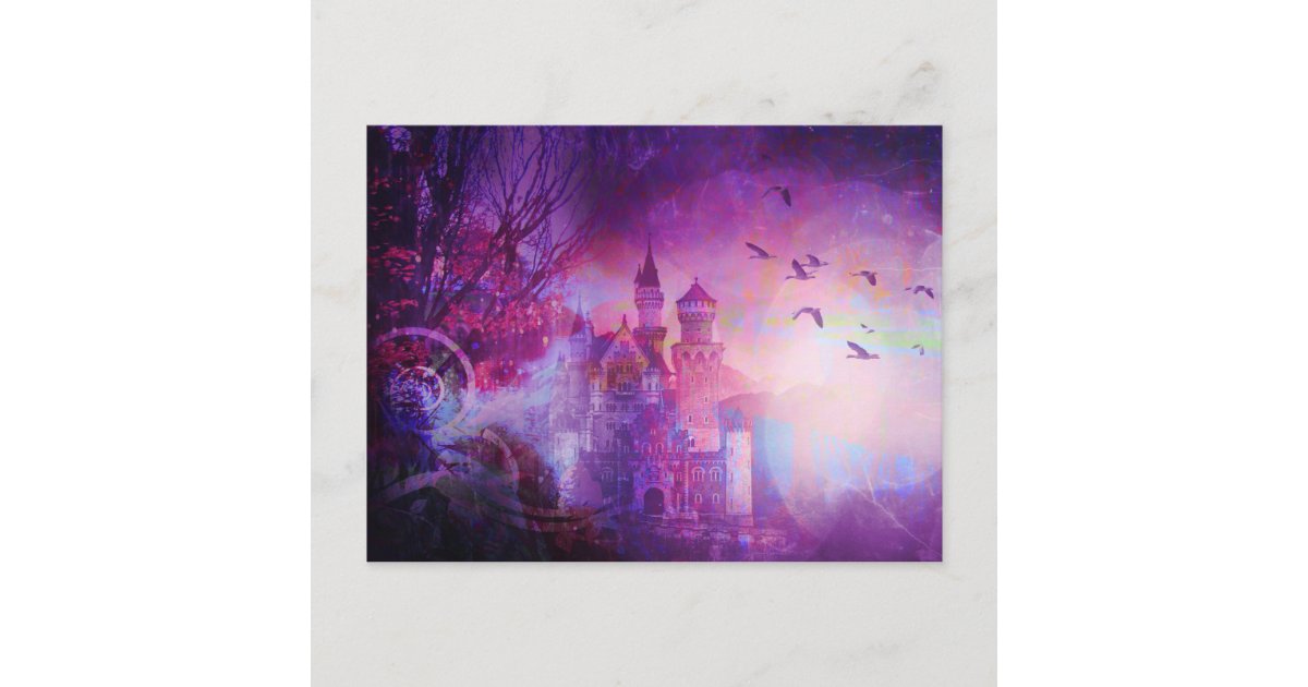 Pretty Purple Fairy Tale Fantasy Castle Postcard | Zazzle