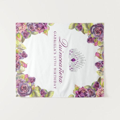 Pretty Purple Floral | Quinceanera backdrop | Zazzle