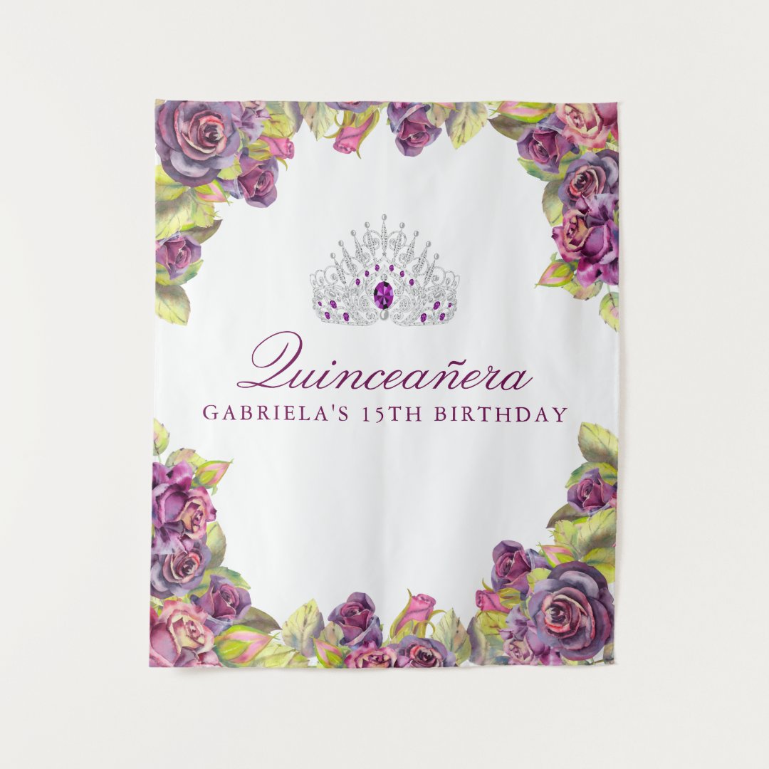 Pretty Purple Floral | Quinceanera backdrop | Zazzle