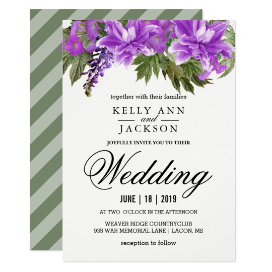 Pretty Purple Flower Wedding Invitation | Zazzle.com