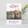Pretty Purple Flowers Grad Photo Graduation Party Invitation | Zazzle