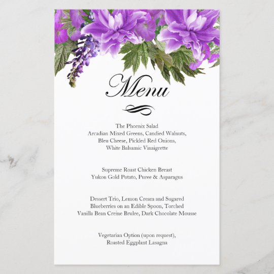 Pretty Purple Flowers - Menu | Zazzle.com
