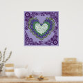 Pretty Purple Green Hearts and Circles Pattern Poster | Zazzle