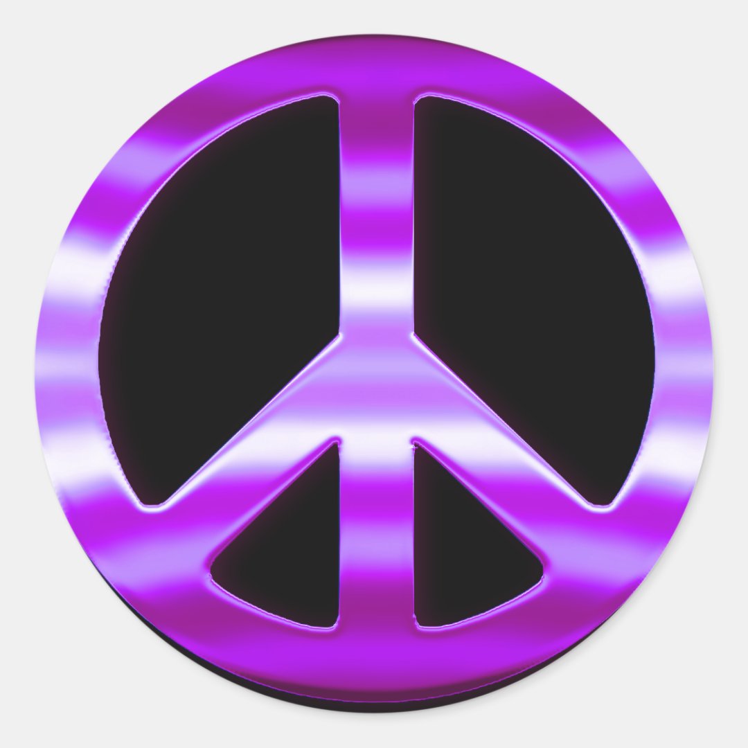 Pretty Purple Peace Sign Classic Round Sticker | Zazzle
