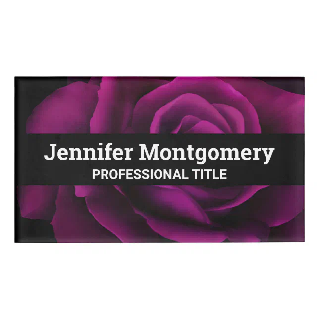Pretty Purple Photo of a Gothic Rose Name Tag | Zazzle