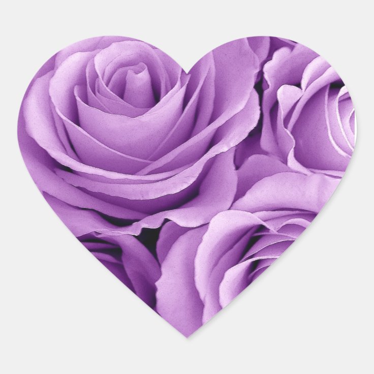 Pretty Purple Roses Heart Sticker | Zazzle