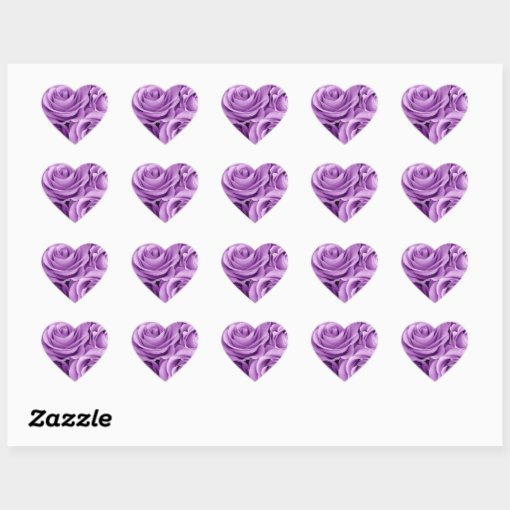 Pretty Purple Roses Heart Sticker | Zazzle