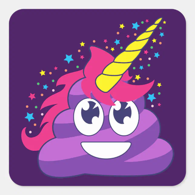 Pretty Purple Unicorn Poop Emoji Square Sticker | Zazzle