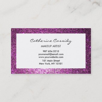 Pretty PurpleGlitter Sparkle Border, Makeup Artist Business Card | Zazzle
