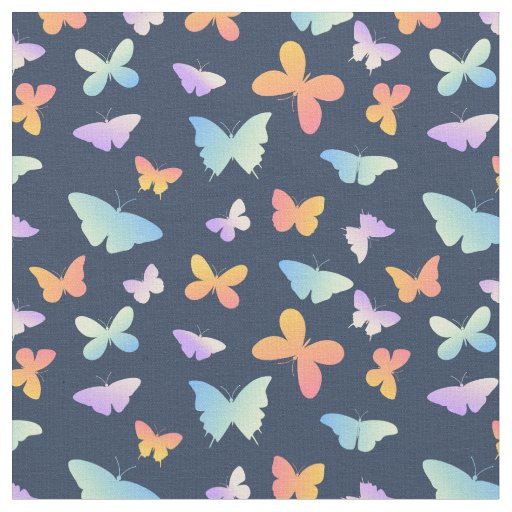 Pretty Rainbow Butterfly Pattern Fabric | Zazzle