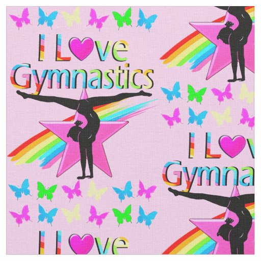PRETTY RAINBOW I LOVE GYMNASTICS DESIGN FABRIC | Zazzle