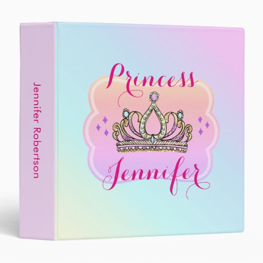 Pretty Rainbow Princess School 3 Ring Binder | Zazzle.com