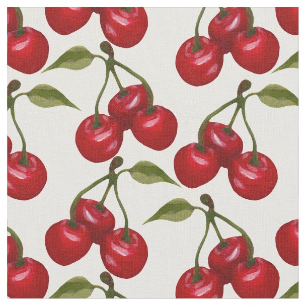 Red cherries fabric | Zazzle